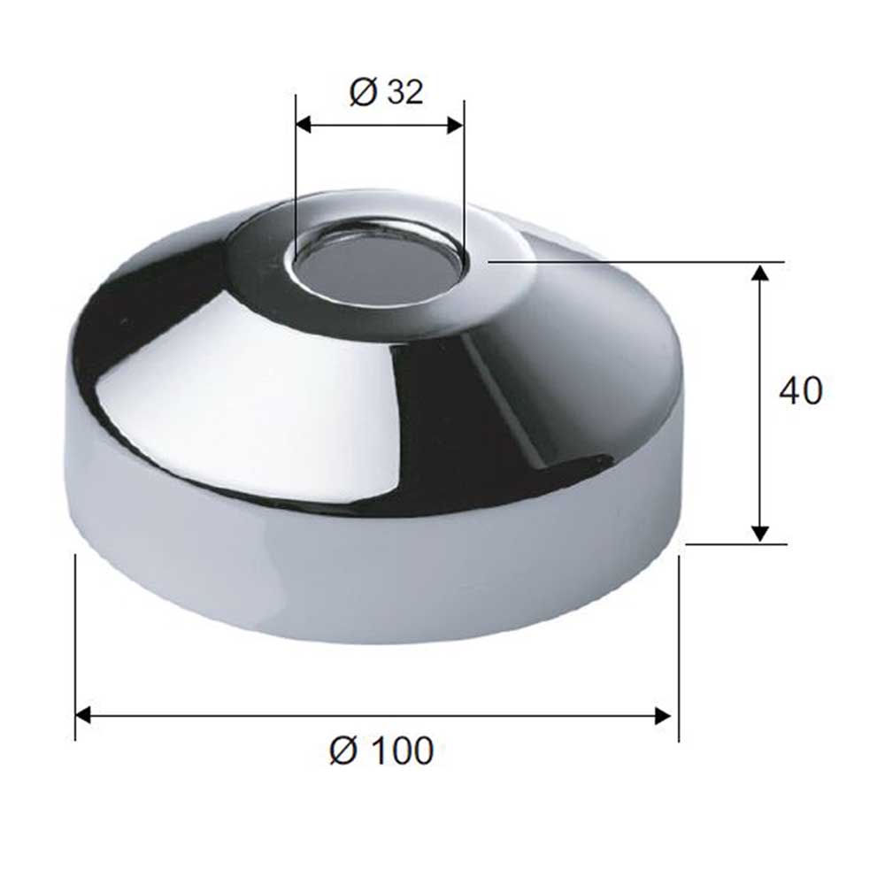 Rosette 100/32mm, Höhe 40 mm, chrom