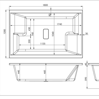 DUETT Doppel-Badewanne mit Füßen 180x120x46cm, mit Designabdeckung weiß